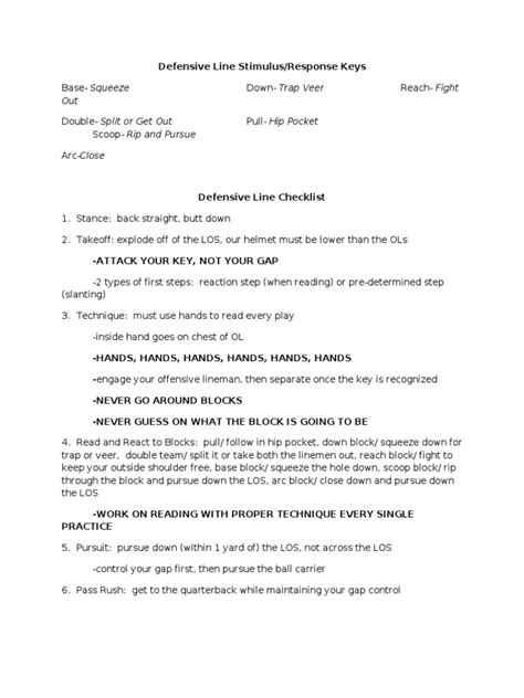 Image result for Daily Defensive Line Training Printable