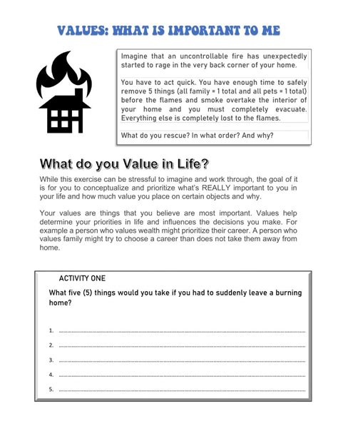 Image result for Identifying Personal Values Worksheet