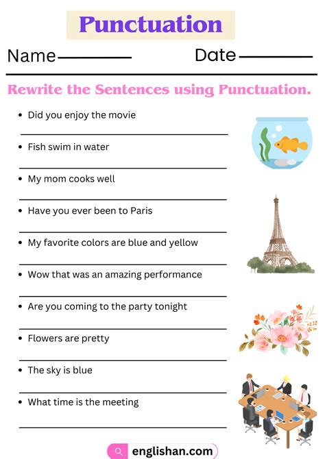 Image result for Punctuating Sentences Worksheet