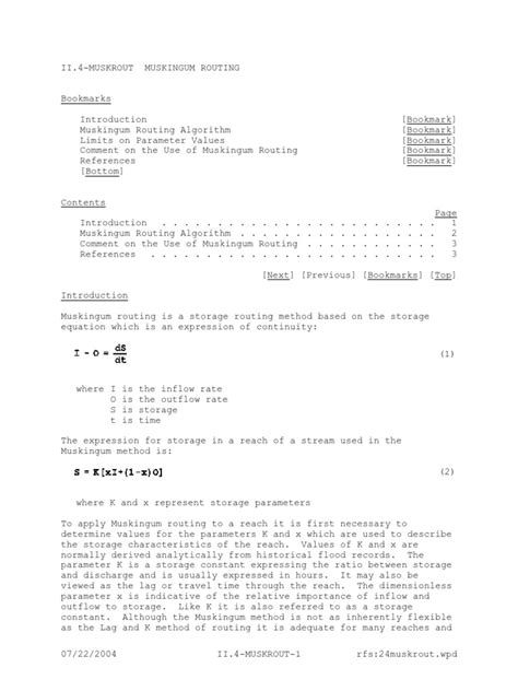 Image result for Muskingum Routing Method Example