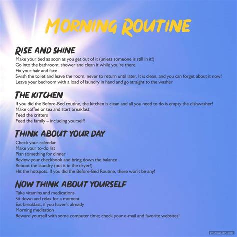 Image result for FlyLady Morning Routine Printable