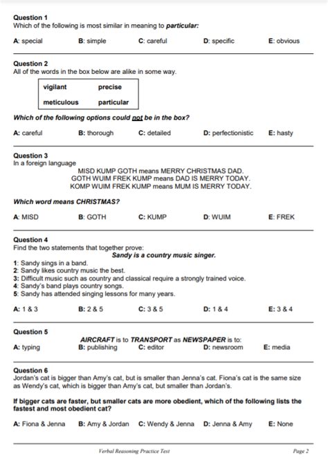 Image result for Verbal Practice Test