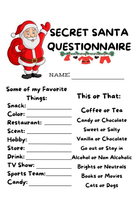 Image result for Simple Secret Santa Question Form