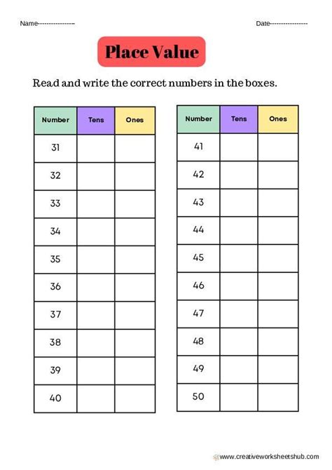 Image result for Math Place Value Worksheets First Grade