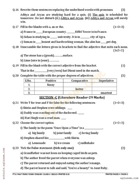 Image result for Class 4th English Question. Answer