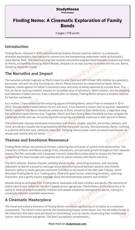 Image result for Finding Nemo Introduction Script