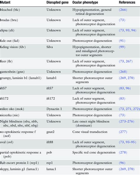 Zebrafish photoreceptor mutants | Download Table