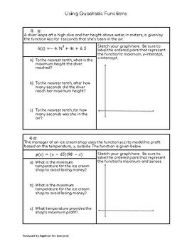 Image result for Quadratic Function Word Problems