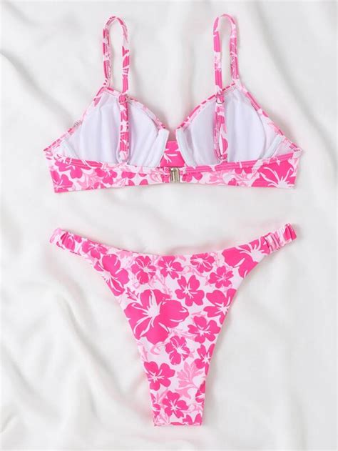 SHEIN Swim Mod Floral Print Push Up Bikini Swimsuit | SHEIN USA