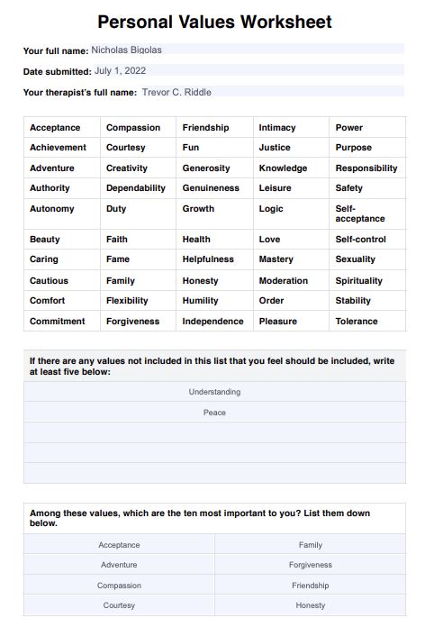 Image result for Identifying Personal Values Worksheet