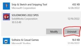 Image result for Uninstall SolidWorks