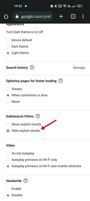 Image result for Turn Off Adult Filtering Inchrome