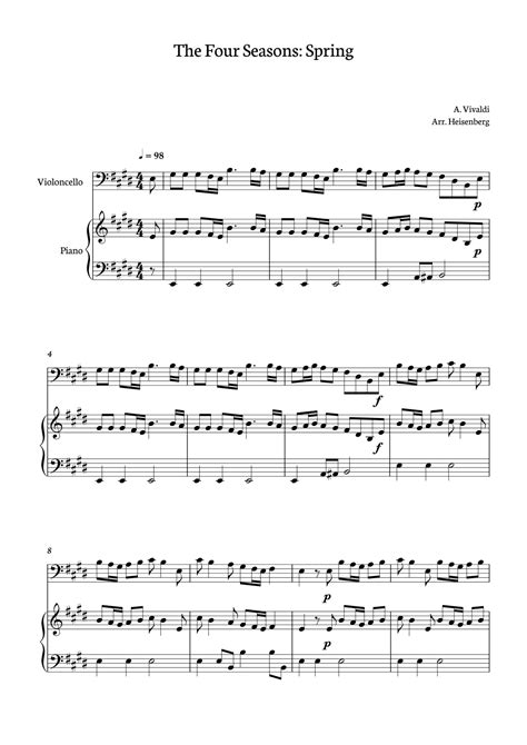 Image result for Vivaldi Spring Cello Sheet