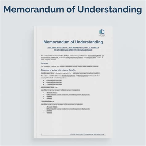 Image result for Memorandum of Understanding Examples