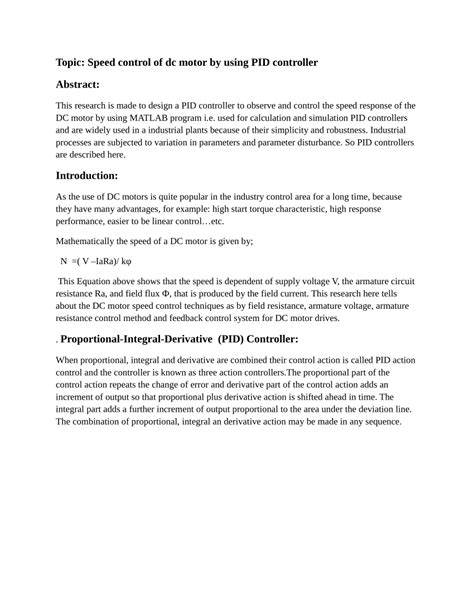 Image result for MATLAB Simple DC Motor PDF