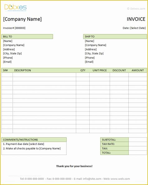 Image result for Invoice Template Free Word Doc