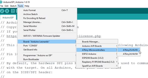 Image result for ATtiny85 ArduinoISP