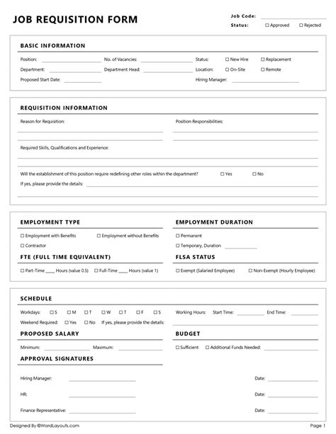 Image result for Job Requisition Request Form