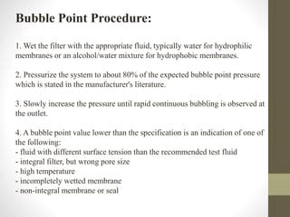 Image result for Bubble Point Filter Testing Wetted Membrane