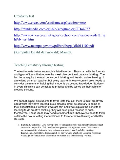 Image result for Creativity Test Examples