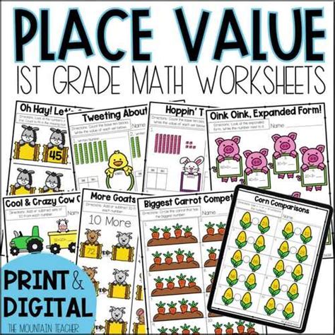 Image result for Math Place Value Worksheets First Grade