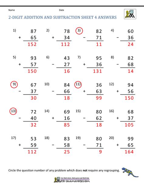 Image result for Two-Digit Addition and Subtraction Worksheet