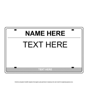 Image result for Editable Temporary License Plate Template