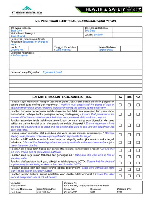 Image result for Electrical Work Permit