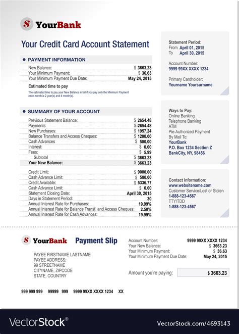 Image result for Credit Card Billing Statement Example