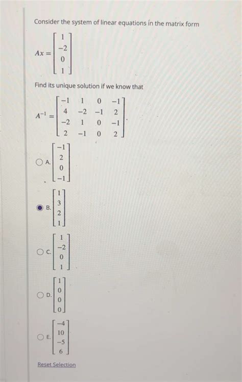 Image result for Unique Solution Matrix Example