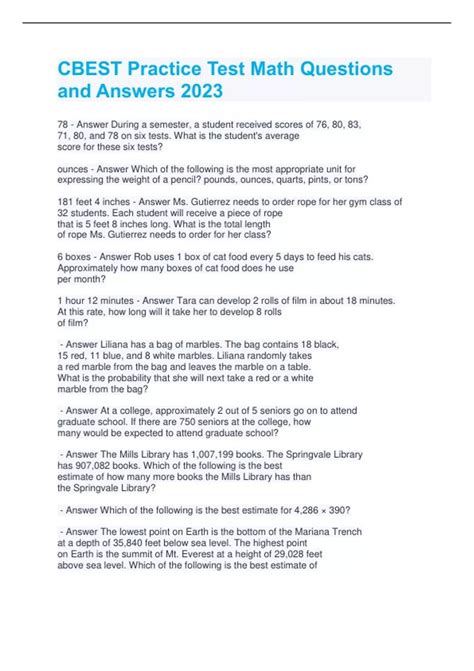 Image result for Free Printable CBEST Practice Test