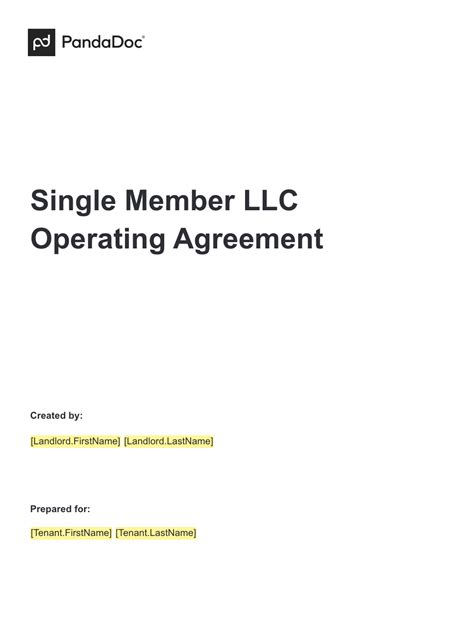 Image result for Single Member LLC Operating Agreement Sample