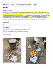 Image result for Enthalpy Lab Report