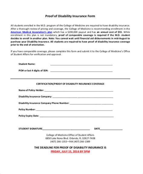 Image result for Disability Forms Sample