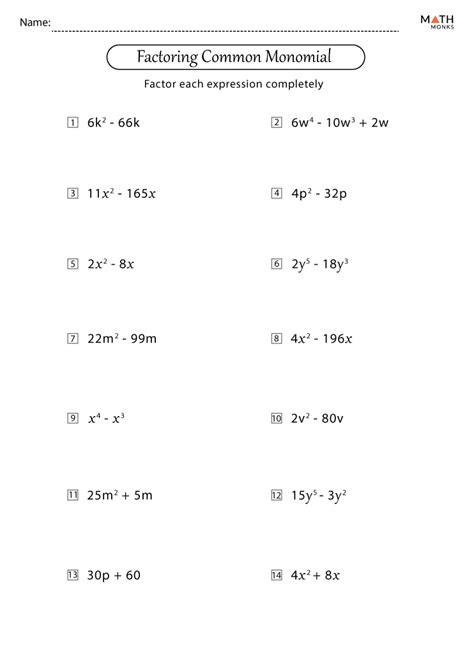 Image result for Factoring Problems Worksheet