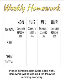 Image result for Homework Log Template