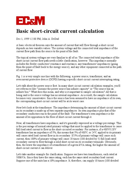 Image result for Short Circuit Current Calculation