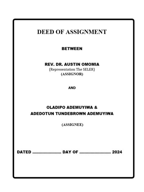 Image result for Deed of Assignment