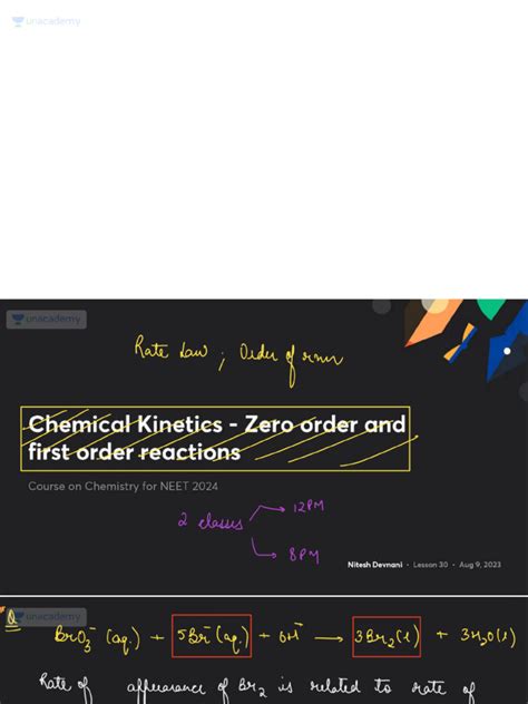 Chemical Kinetics Zero Order and First Order Reactions With Anno | PDF