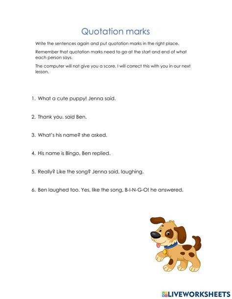 Image result for Quotation Mark Paragraph Worksheet