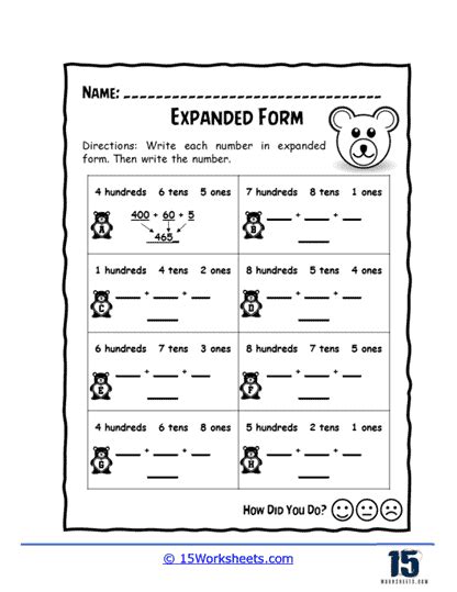 Image result for Expanded Form 2nd Grade Math Worksheets