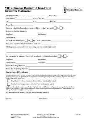 Image result for Continuing Disability Claim Form