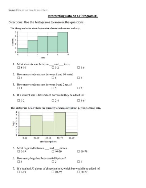 Image result for Histogram Worksheet