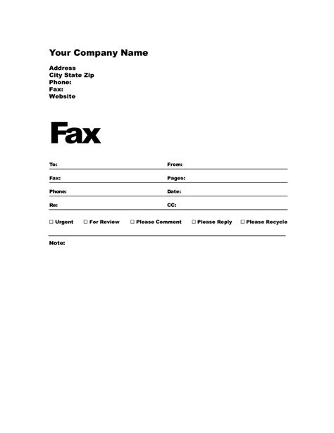 Image result for Basic Blank Fax Form