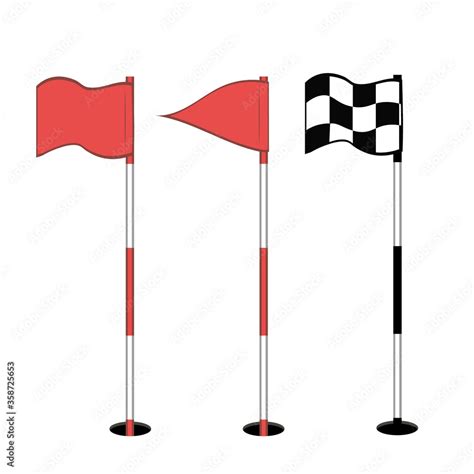 Golf flags in the hole. Flags of the golf course illustration on white ...