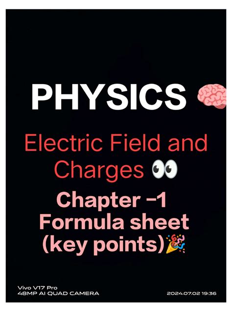 Image result for Class 12 Physics Chapter 1 JEE Formula