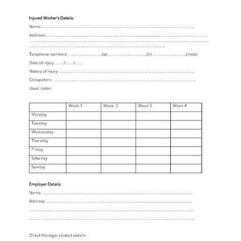 Image result for Return to Work Program Template