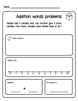 Addition to 10 Story Problems - Math Worksheets | TPT