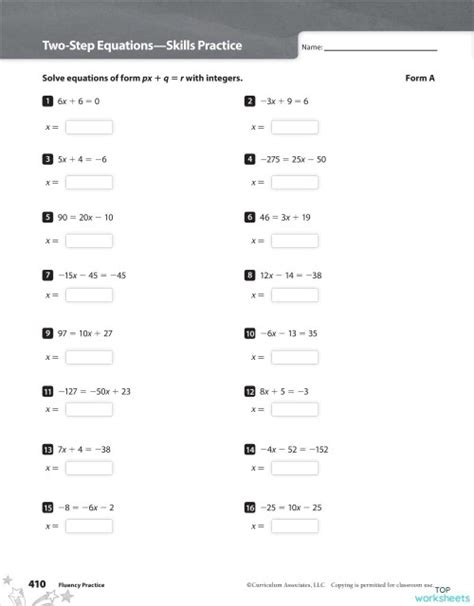 Image result for 2 Step Equations Practice Worksheet