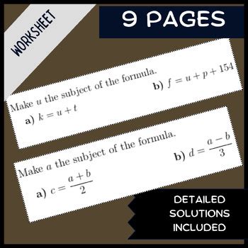 Image result for Rearranging Formula Worksheet with Example